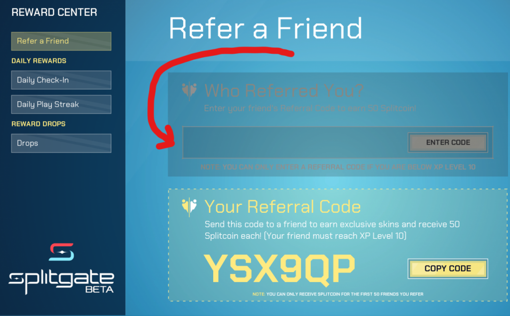 Splitgate: How to Enter an Referral Code - KosGames
