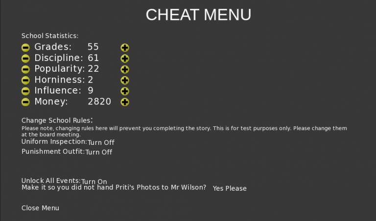 The Headmaster: How to Enable the Cheat Menu - KosGames